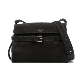 Moschino Braune Wildleder-Schultertasche mit G&uuml;rtel - - Bags - Damen - Braun - ONE SIZE
