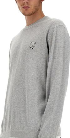 Maison Kitsun&eacute; Fox Head Cotton Jersey Sweater - Gray