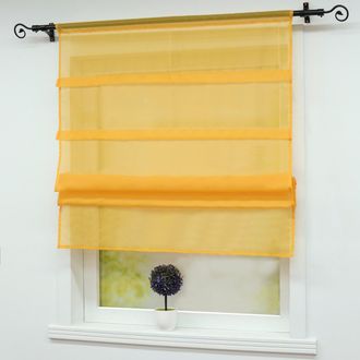 Joyswahl Scheibengardine Voile Bistrogardinen mit Tunnelzug Oonagh Bändchenrollo BxH 140x140cm Gelb 1er Pack