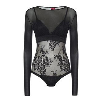Pinko T&uuml;ll- und Spitzenstrick-Body - - Tops - Damen - Schwarzk - S
