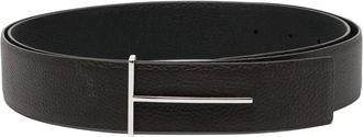 Tom Ford Homme, Accessoires, Brun, Taille: 105 CM Ceinture Fine R&eacute;versible en Cuir Grain&eacute; T