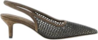 Brunello Cucinelli Escarpin &agrave; bride arri&egrave;re - Femme - Chaussures - Brun - Taille: 40 EU