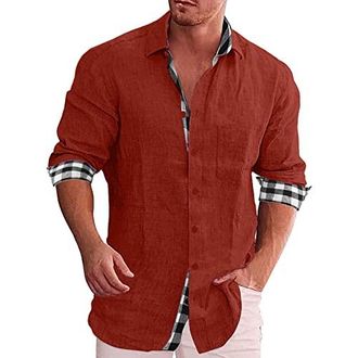 Generic Chemise &agrave; carreaux &agrave; manches longues pour homme, chemise boutonn&eacute;e &agrave; carreaux pour homme, chemises tendance, chemises polyvalentes et l&eacute;g&egrave;res, d&eacute;contr