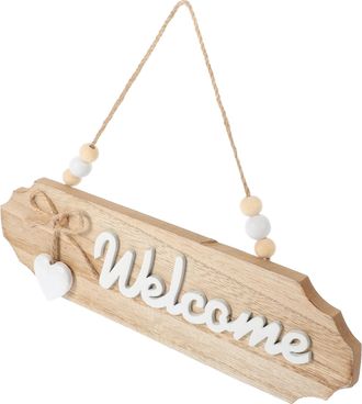 Healifty Rustikales Holz Willkommensschild T&uuml;rschild Veranda Deko Wetterfestes Haust&uuml;rschild Landhausstil Doppelseitiger T&uuml;rh&auml;nger f&uuml;r Haus und Caf&eacute;