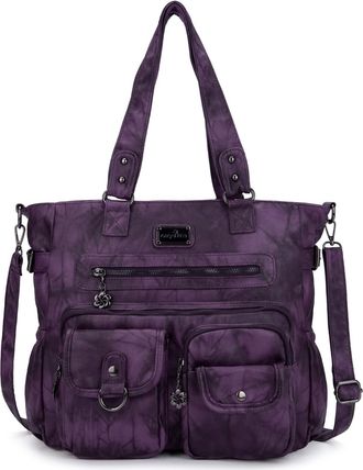 Angel Kiss Angelkiss Geldb&ouml;rsen und Handtasche f&uuml;r Damen, weiches Leder, Hobo-Tasche, Umh&auml;ngetasche, Umh&auml;ngetasche f&uuml;r Damen, Dark Purple5, XX