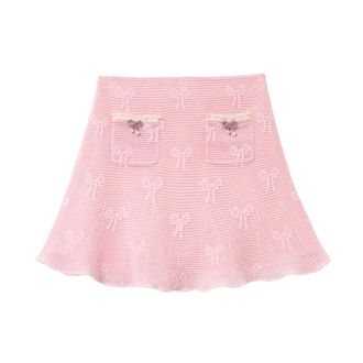 Self Portrait Femme, Jupes, Rose, Taille: 42 FR Mini-jupe en maille