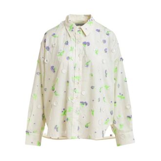 Essentiel Femme, Blouses et Chemises, Blanc, Taille: 38 FR Jimena Embroidered Boxy Shirt