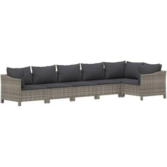 vidaXL Vidaxl - Salon de jardin 6 pcs avec coussins Gris R&eacute;sine tress&eacute;e