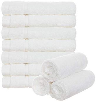Brandsseller Lot de 10 Serviettes de Toilette 30 x 30 cm Lavettes en Éponge Serviette pour Invité avec Boucles de Suspension Coton 470 g/m² Salle de Bain Ménage - 