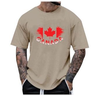 Generic T-shirt d&eacute;t&eacute; pour homme avec imprim&eacute; partiel pour la f&ecirc;te nationale canadienne, kaki, 3XL