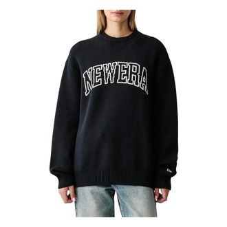 New Era Pull en maille &agrave; col rond - Femme - Pulls - Bleu - Taille: 42 FR