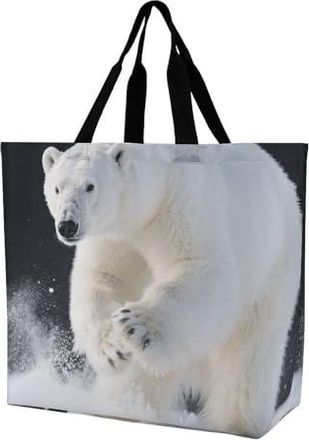 Generic Ours Blanc Sac Cabas D&eacute;contract&eacute; Tote Bag R&eacute;utilisable Sac A Main Femme Pour Travail Quotidienne Gym