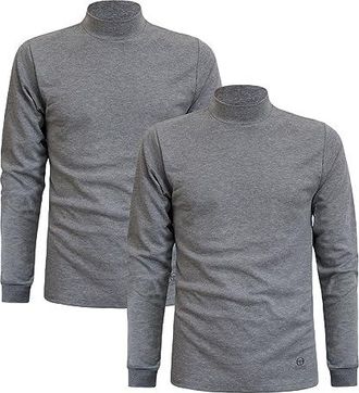 Sergio Tacchini Pull à col roulé pour Hommes Chaud Coton Pull Demi-col, Lot de 2 Gris XL