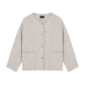 Emporio Armani Boucl&eacute;-Jacquard-Jersey-Jacke - - Jackets - Damen - Wei&szlig; - S