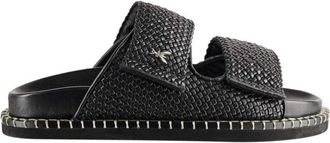 Patrizia Pepe Femme, Chaussures, Noir, Taille: 37 EU Sandales Noires en Cuir Tress&eacute; Main