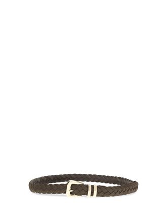 Brunello Cucinelli Mens Belt Woven Calf Leather Brown