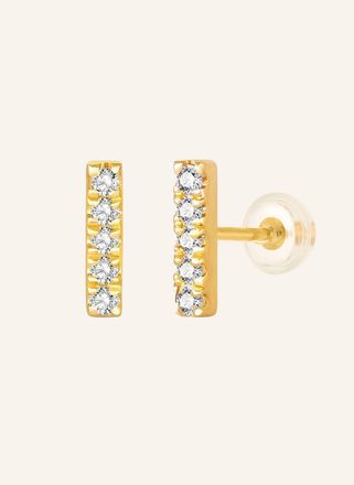 Leaf Ohrstecker Bar Aus 18 Karat Gelbgold Mit Diamanten gold