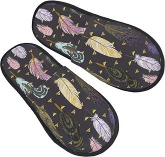 Generic Pantoufles Hommes Motif boh&egrave;me &agrave; plumes doiseaux L&eacute;g&egrave;re Chaussons en Peluche Chaud &eacute;l&eacute;gant Maison Pantoufles Maison Femme M