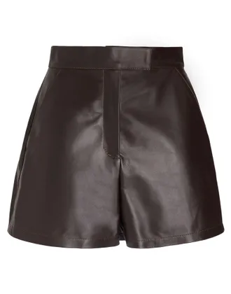 8 by YOOX LEATHER HIGH-WAIST BERMUDA SHORTS