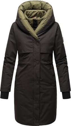 Navahoo Manteau dhiver long et chaud pour femme avec capuche et éléments magnétiques Snowelf XS à XXL, Noir, XXL