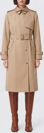 Burberry Trench-coat crois&eacute; en coton longueur genou avec ceinture et col &agrave; motif check