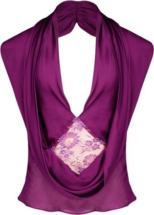CHRISTOPHER ESBER Top dos nu en dentelle - Femme - Tops - Violet - Taille: 36 FR