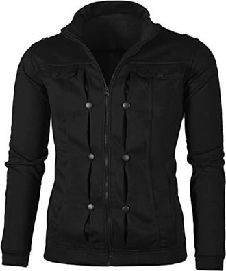 Generic Blouson Cuir Homme Noir - Hommes automne et hiver mode d&eacute;contract&eacute; fermeture &eacute;clair solide poche pull &agrave; capuche mince velours manteau veste Blouson Ho