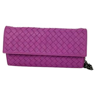 Bottega Veneta Pochette portefeuille &agrave; rabat Continental Pre-owned Nappa Intrecciato - Femme - Pre-owned - Violet - Taille: ONE Size