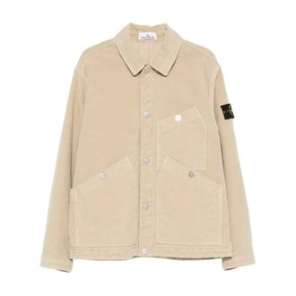 Stone Island Homme, Vestes, Beige, Taille: XL Veste de travail en serg&eacute; de coton