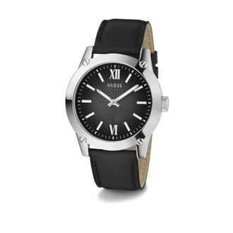 Guess Crescent Schwarze Lederuhr - - Accessories - Herren - Grau - ONE SIZE
