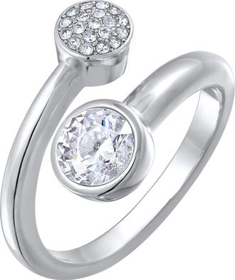 Elli Ring Damen Wickel Offen Silberfarben mit Kristallen