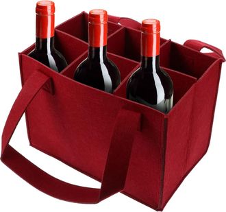 Generic Weinflaschenhalter - langlebige Filz-Weintasche mit sechs Fächern, tragbarer Reise-Organizer | Wiederverwendbare Getränkehalter, weiche Trenntasche fü