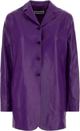 Jil Sander Femme, Manteaux, Violet, Taille: 42 FR Ovine Leather Jacket