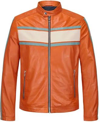 Milestone Herren Lederjacke orange