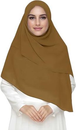 Lina & Lily Foulard hijab en mousseline de soie de qualité supérieure pour femme musulmane carré 145 x 145 cm, café, Taille unique