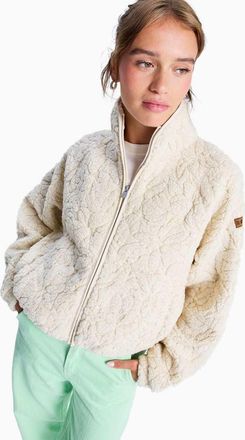 Roxy Blurry Cloud - Relaxed Fit Fleece-Jacke in Pergament mit Reißverschluss-Neutral