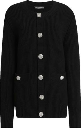 Dolce & Gabbana Gerippter Cardigan mit Schmuckknopf - Schwarz