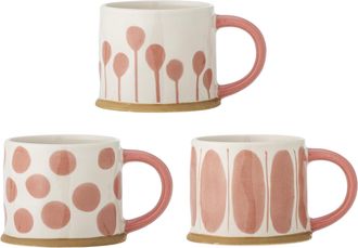 Bloomingville Creative Collection Linora Becher, Rose, Steingut, T11xH8,5 cm, 3er-Set, 460 ml