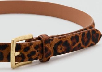 Mango Ceinture cuir imitation fourrure l&eacute;opard marron - Femme - XL - MANGO