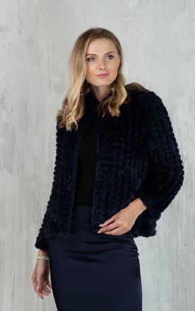 Passioni Fellimitatjacke Strukturierte Webpelz Jacke mit Lurexgarn mit Hakenkn&ouml;pfen