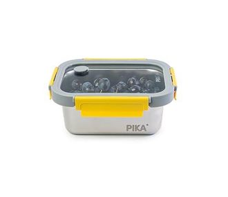 Pika Boite alimentaire 800ml en inox et couvercle en verre tremp&eacute; - Herm&eacute;tique et l&eacute;g&egrave;re - Compatible micro-ondes, four, cong&eacute;lateur - MetalShock