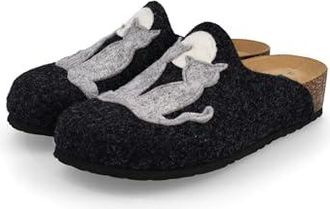 Bionatura 12 chats20 imb feutre, chaussons femme en feutre naturel de laine, anthracite, 39 EU