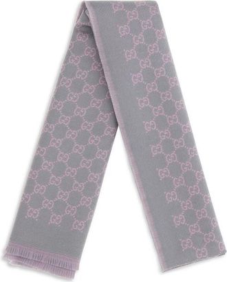 Gucci GG Monogram Wool Scarf - Gray