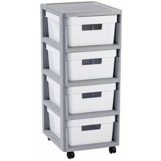 Curver Curver - infinity regal auf rädern 4x11L grau/weiss