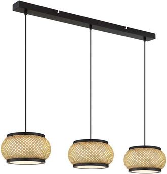 Globo Lighting Suspension, applique, plafonnier, bambou, noir naturel, LED &agrave; m&eacute;moire, H 120 cm