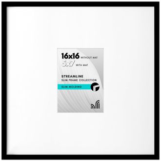 Americanflat Bilderrahmen 40,6 x 40,6 cm mit poliertem Plexiglas, für Fotos in 13 x 18 cm mit Passepartout oder 40,6 x 40,6 cm ohne Passepartout, Streamline, schma