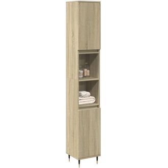 vidaXL Vidaxl - Armoire murale de salle de bain ch&ecirc;ne sonoma 30x30x190 cm - 6 compartiments - R&eacute;sistante &agrave; lhumidit&eacute; - Fixation murale incluse