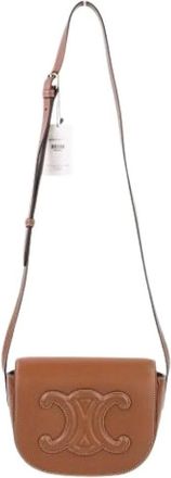 Celine Pre-owned Folco Cuir Triomphe Calfskin Shoulder Bag - Femme - Pre-owned - Brun - Taille: ONE Size