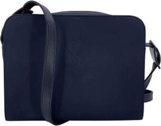 Saint Laurent unisex, Pre-owned, Bleu, Taille: ONE Size Sacoche en toile satin&eacute;e Pre-owned