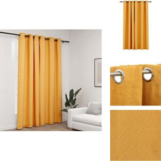 vidaXL Verdunkelungsvorhang mit &Ouml;sen Leinenoptik Gelb 290x245 cm - Verdunkelungsvorhang - Leinenlook - Gelber Vorhang - Wohnraumgestaltung